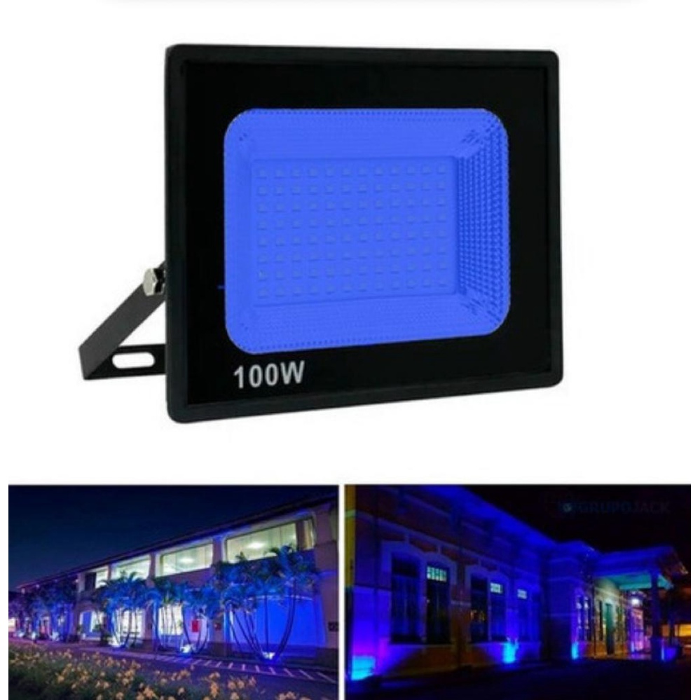Refletor Led 100W/50W/30w Holofote Azul A Prova D'água Bi-volt 110/220v ...