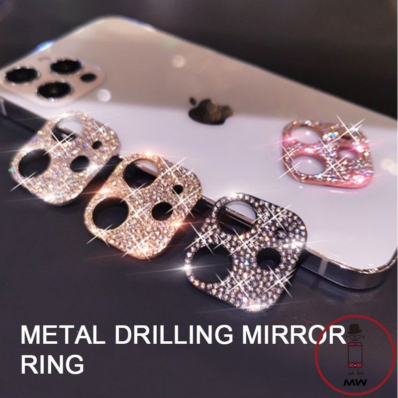 Luxury Metal Diamond/Flash Camera Lens Protective Film for iPhone 11 12 ...