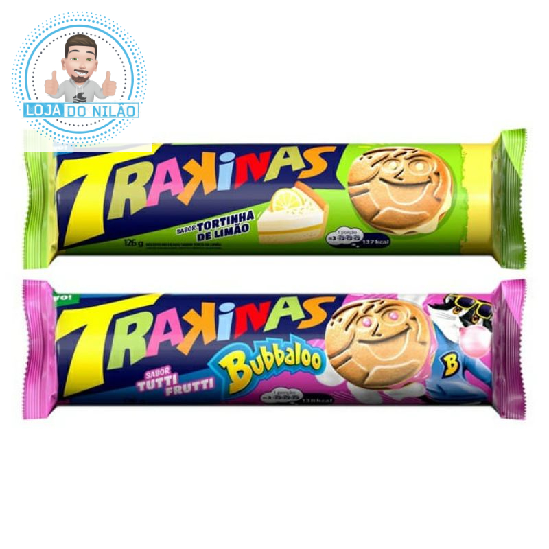 Biscoito Trakinas Bubbaloo e Trakinas Tortinha Limão 126g Lançamento ...