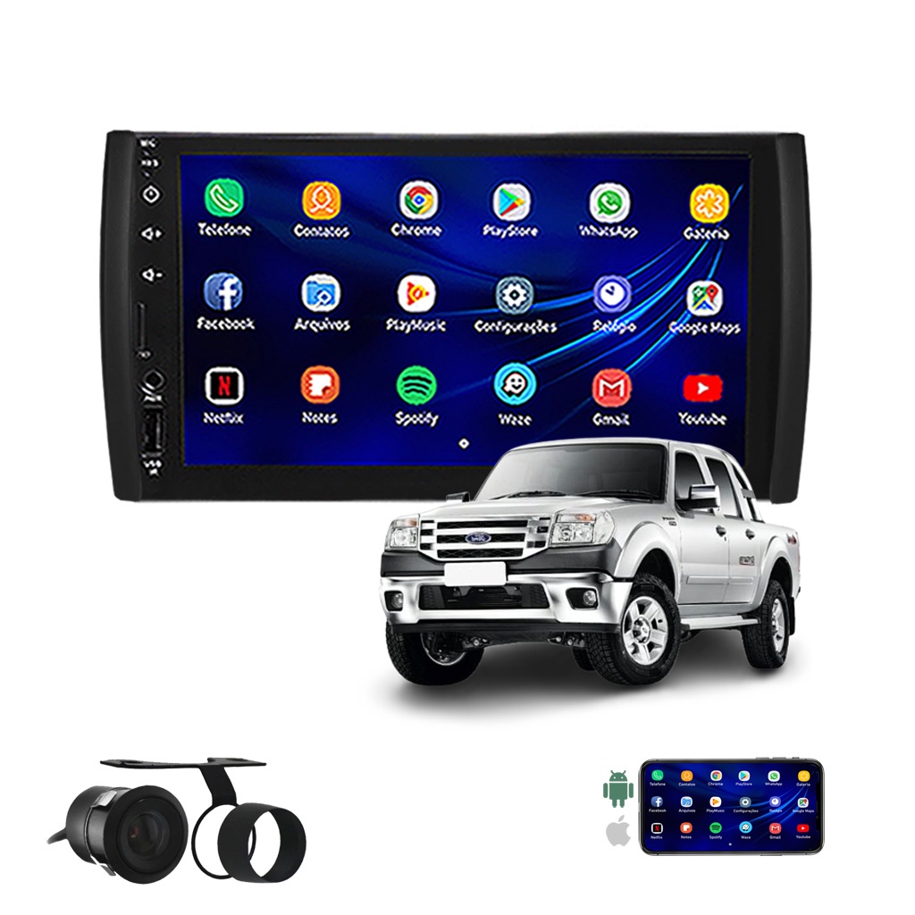 Kit Central Multimídia MP5 MP8 Ford Ranger com Camera de ré | Shopee Brasil