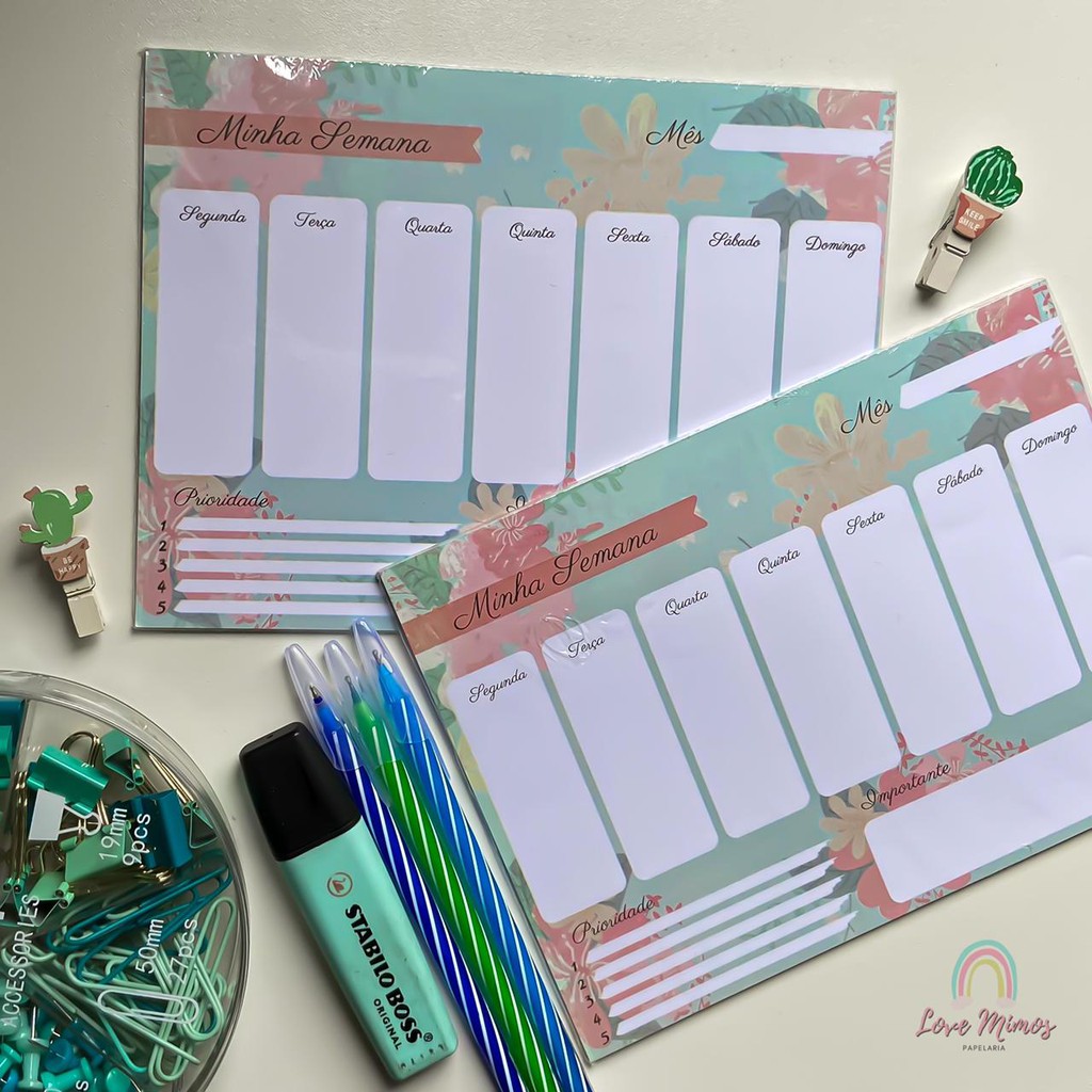 Bloco de Planner Semanal de Mesa | Shopee Brasil