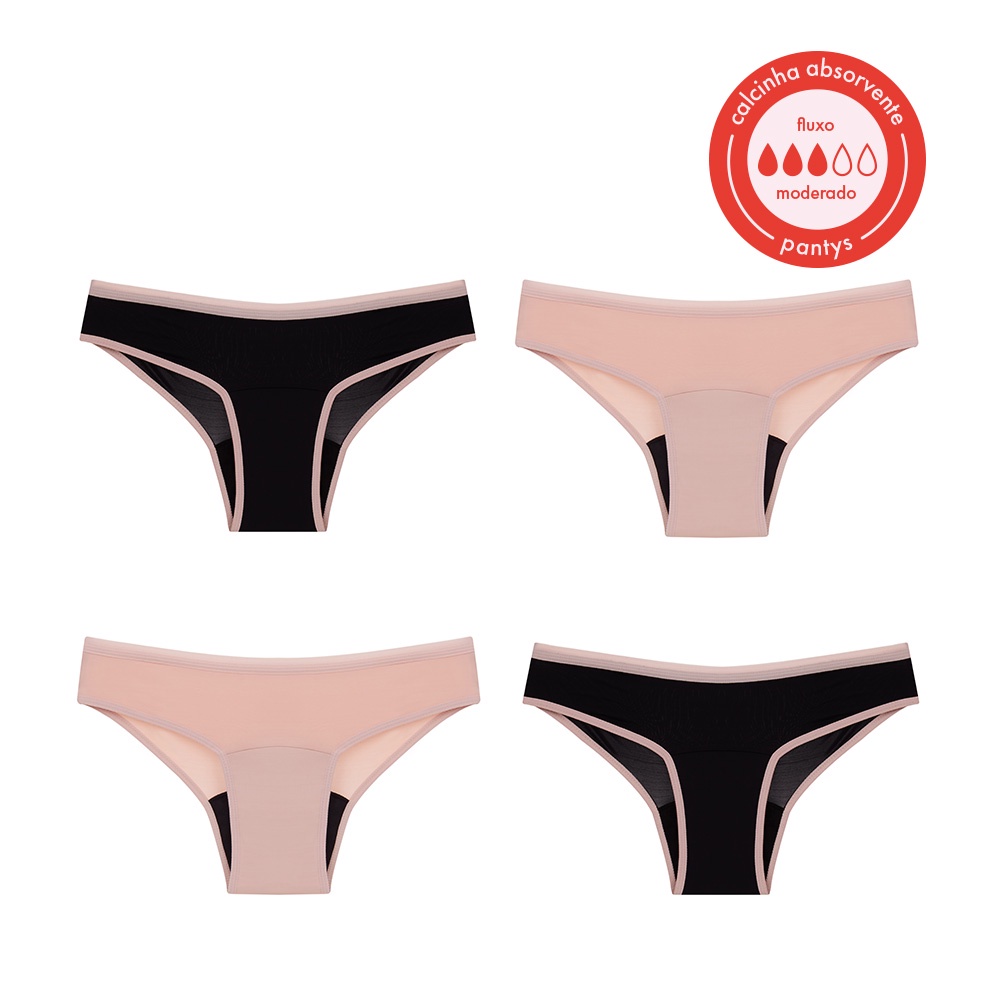 Kit Calcinhas Absorventes Pantys Comfy MIX (2 unidades preto + 2 ...