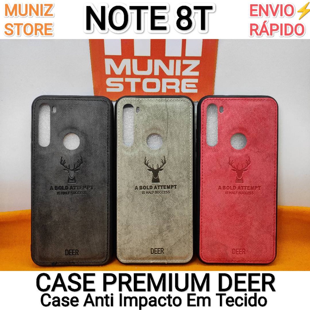 Capa Capinha Case Redmi Note 8T Xiaomi Premium Deer Com Acabamento em Tecido Anti Impacto ...