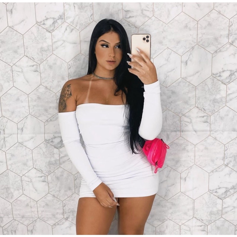 vestido moda gringa estilo ombro a ombro | Shopee Brasil