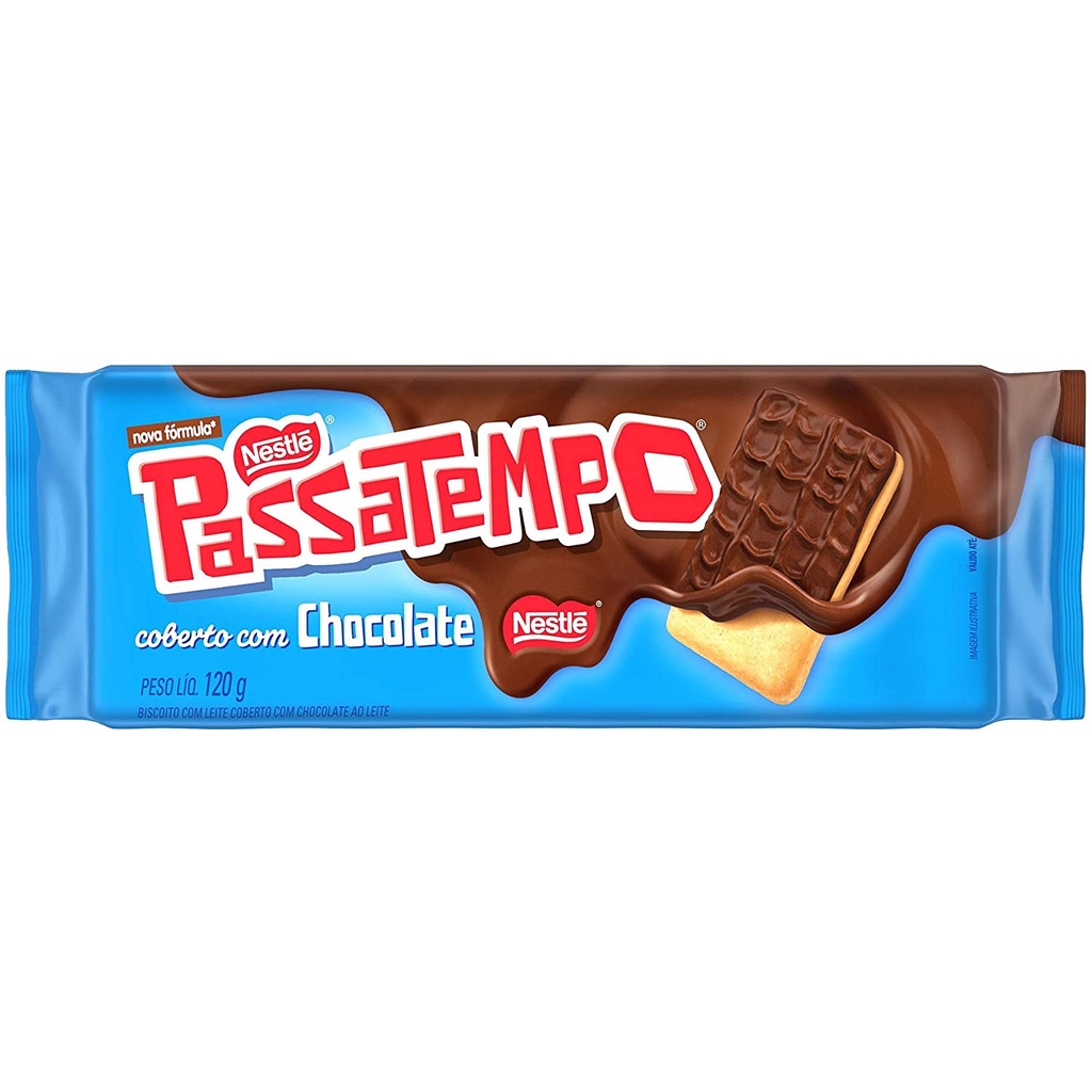 Bolacha PASSATEMPO Coberto de Chocolate | Shopee Brasil