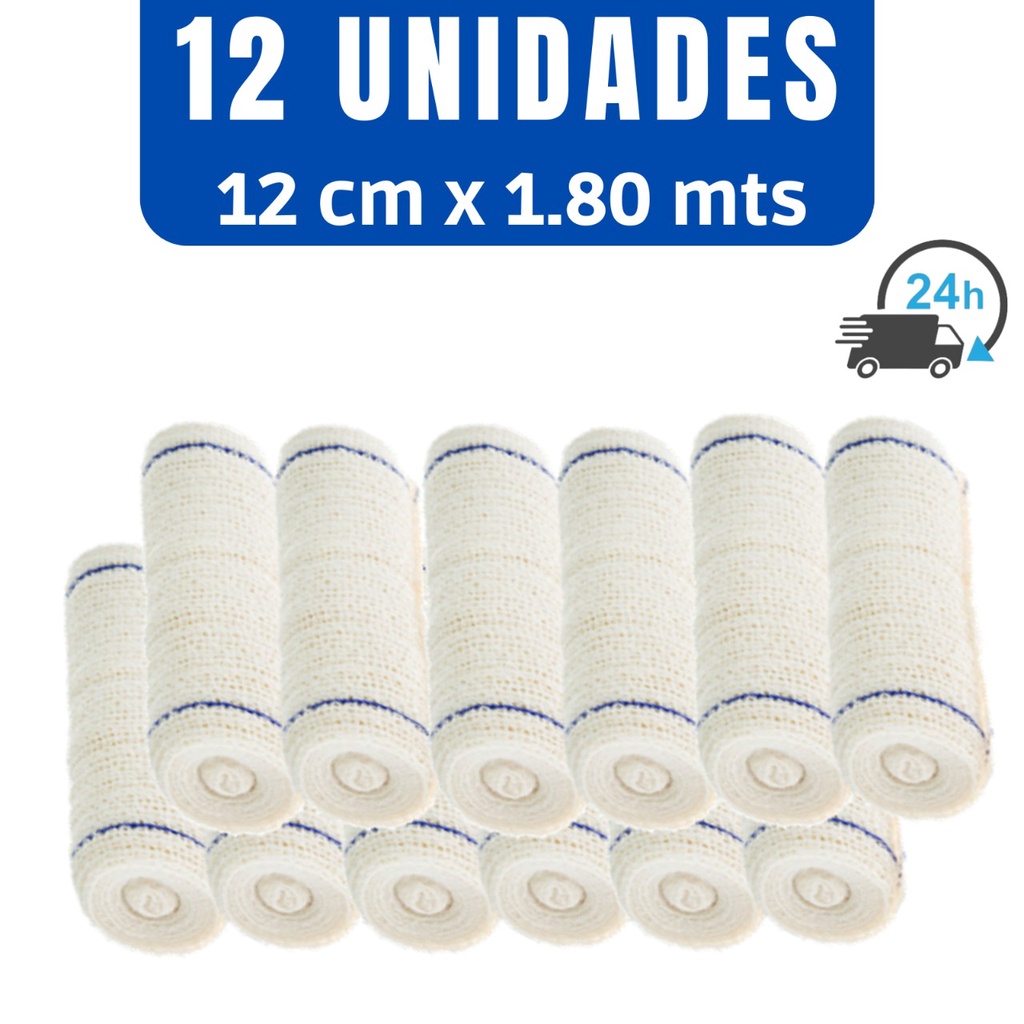 Faixa de Atadura de Crepom Curativo Algodão 13 Fios 12 cm x 1,80m | Shopee Brasil