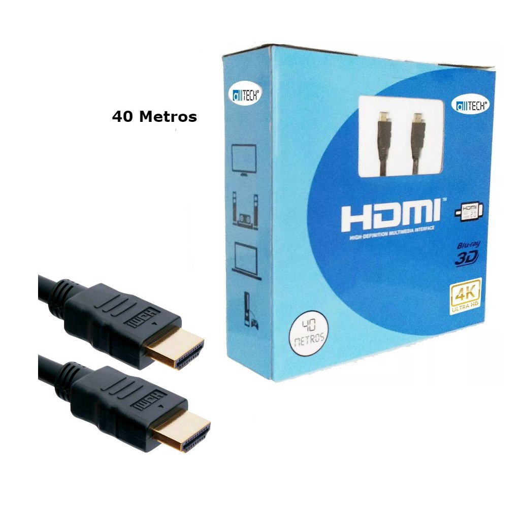 Cabo HDMI 40 metros 2.0 ULTRA HD 3D 4K - ALLTECH | Shopee Brasil