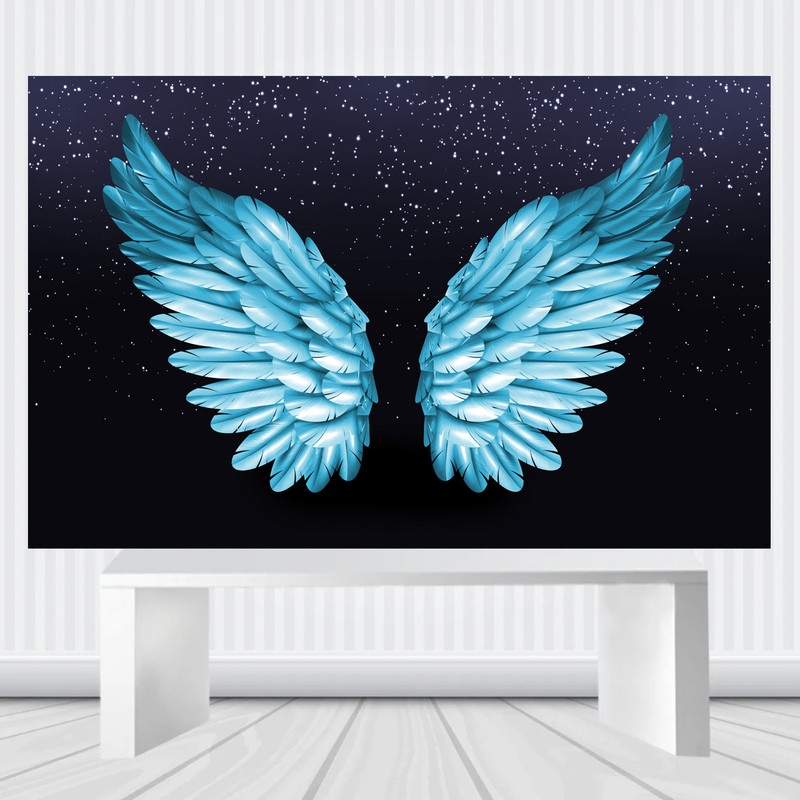 Painel banner De Festa Asas Anjo Azul 1.50m X 1.00m | Shopee Brasil