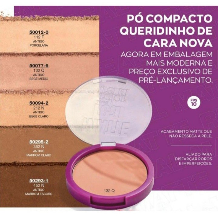 Pó Compacto Facial Matte Real 7g Avon Cor Bege Médio 132 Q - Escorrega ...