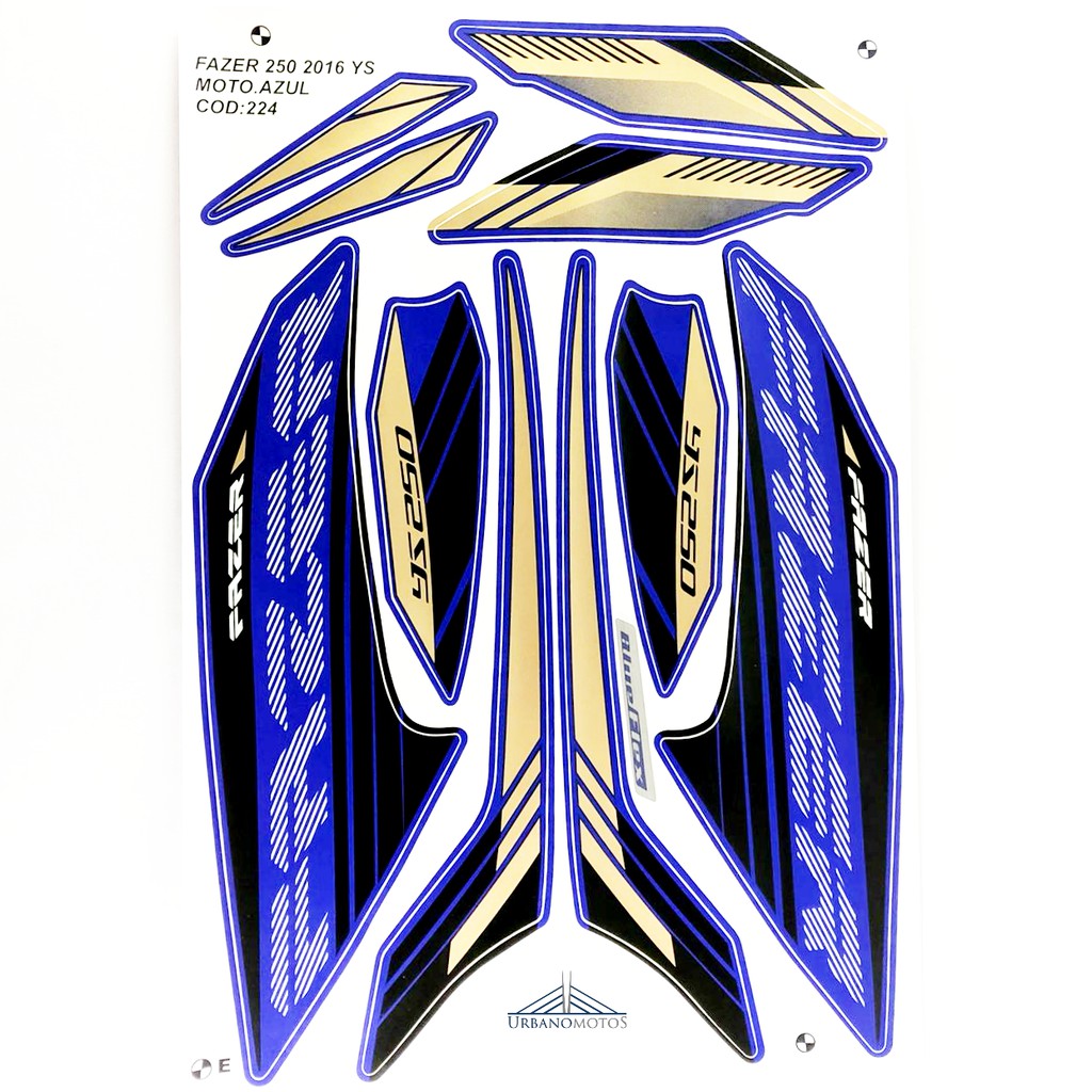Kit Adesivo Fazer 250 2016 Azul Padrão Original - Escorrega o Preço