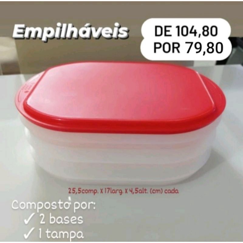 Tupperware Porta Frios Empilhavel ( 2 Base e 1 Tampa ) | Shopee Brasil