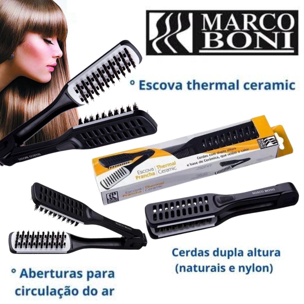 Escova Prancha Dupla Ceramica Térmica Marco Boni | Shopee Brasil