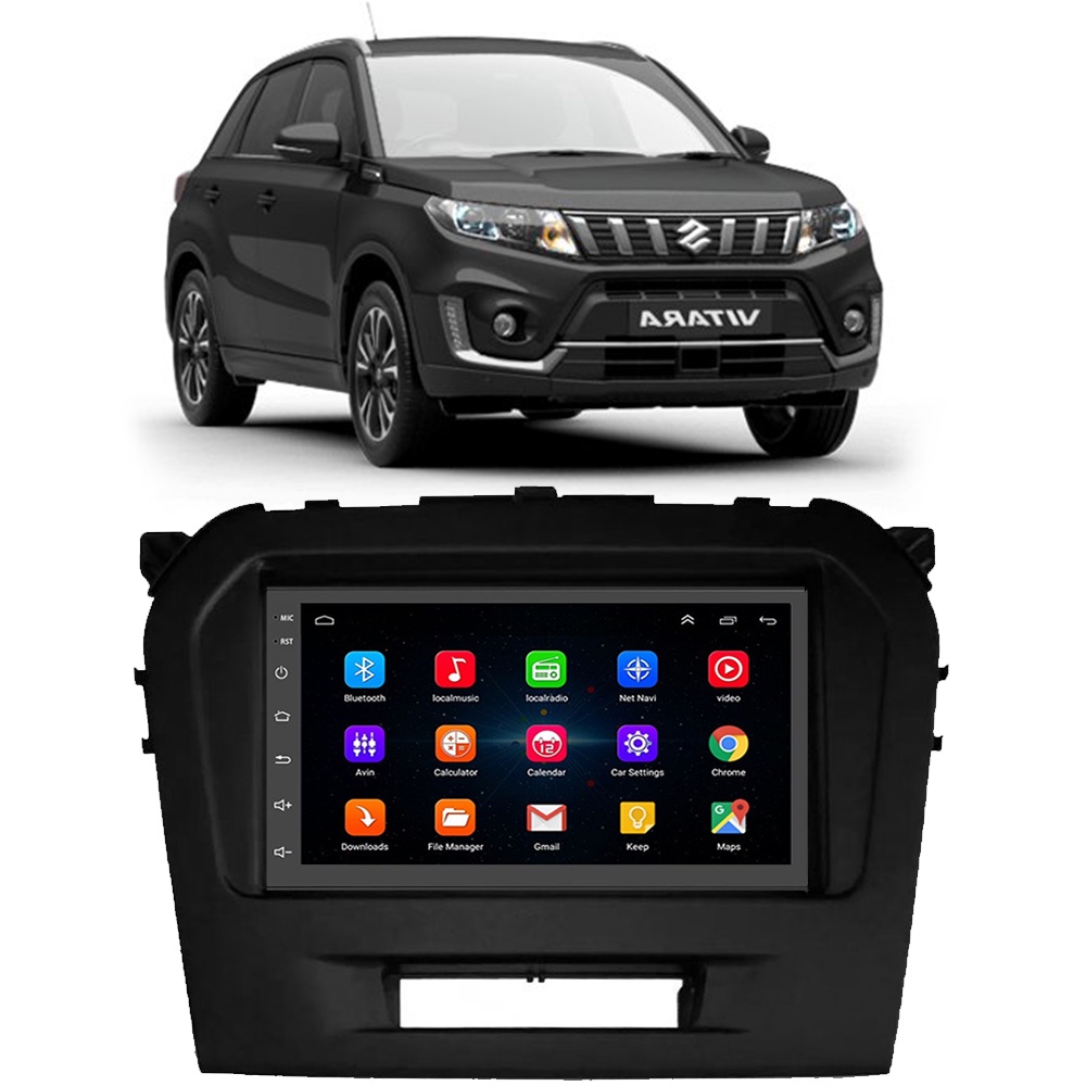 Kit Central Multimidia Android Suzuki Vitara 2016 2017 2018 2019 2020 2021 2022 7 Polegadas GPS ...