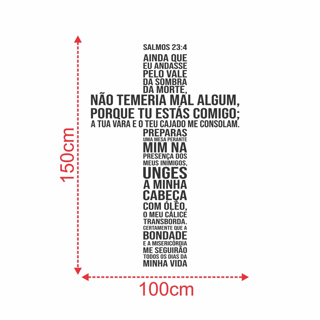 Adesivo cruz 150x100cm Salmos 23:4 Cruz Jesus Deus Religião Igreja ...