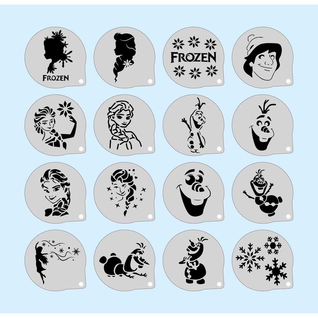 Stencil Frozen Infantis Kit 16 Moldes 7x7cm . | Shopee Brasil