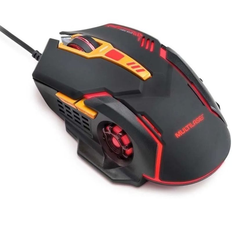 MOUSE GAMER COM LED MULTILASER 6 BOTÕES 2400DPI USB PRETO E LARANJA - MO270 | Shopee Brasil