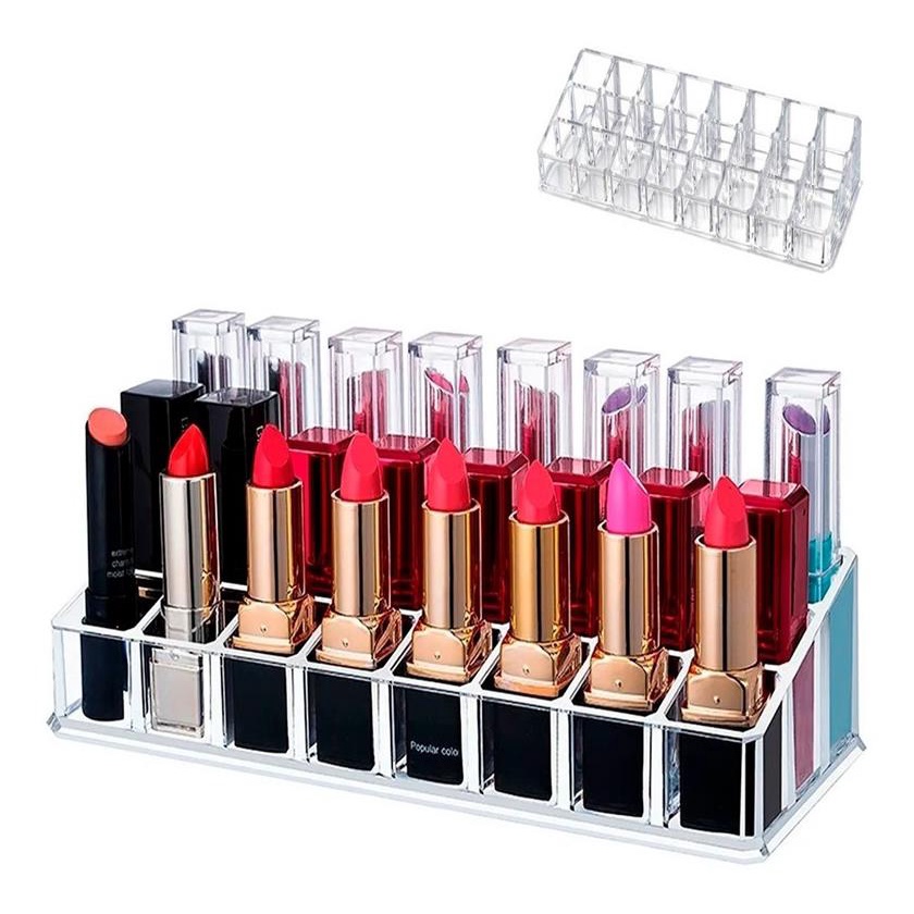 Suporte Organizador Em Acrilico P/ 24 Batons Maquiagem Porta Batom ...