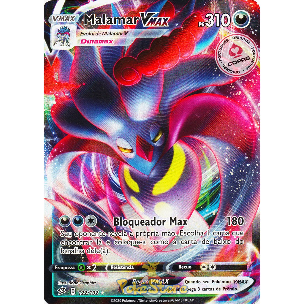 Carta Pokemon Malamar VMAX Português 122/192 Card Original Copag V MAX ...
