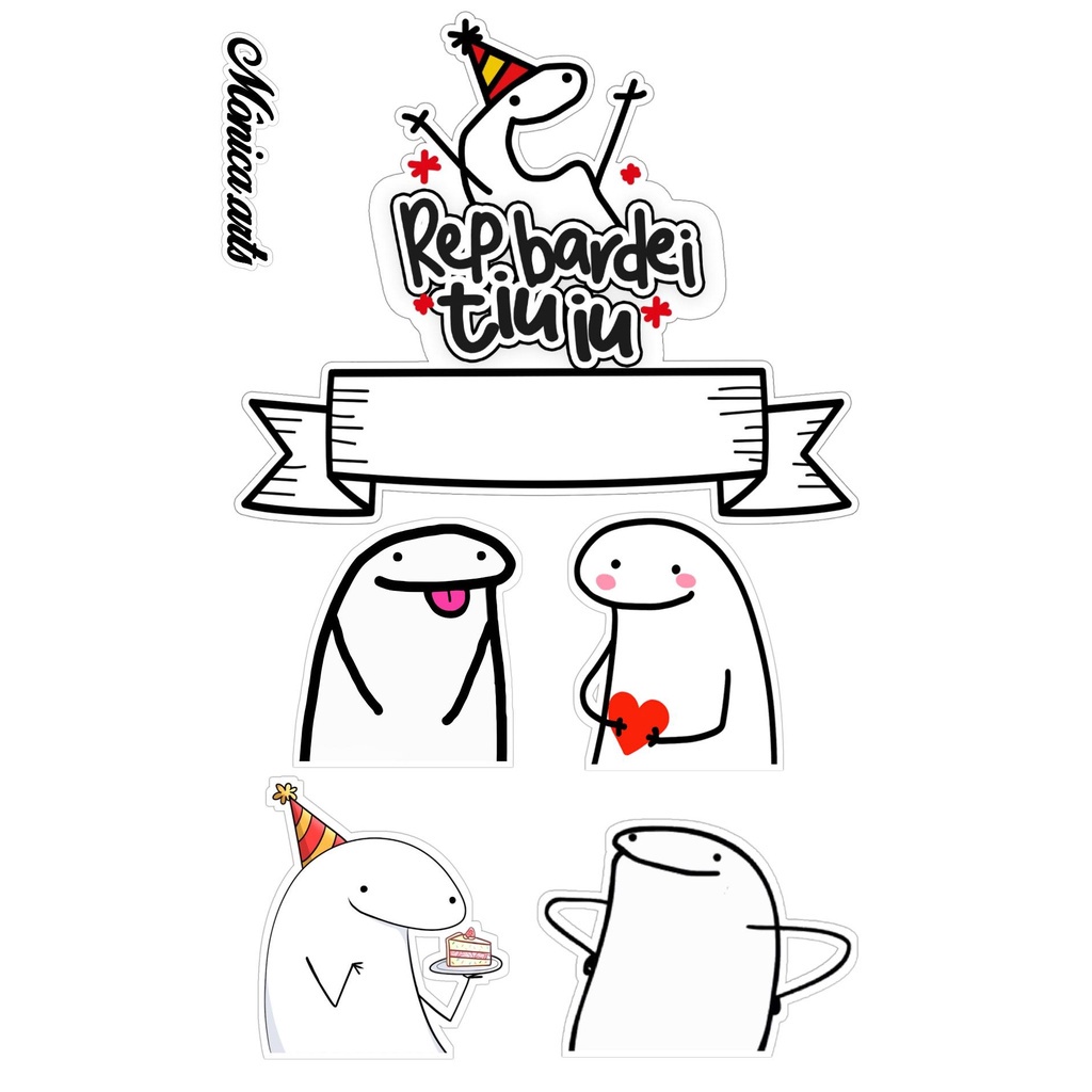 Topo De Bolo Topper FLORK Cortado Colado Envio Rápio Personalizado ...