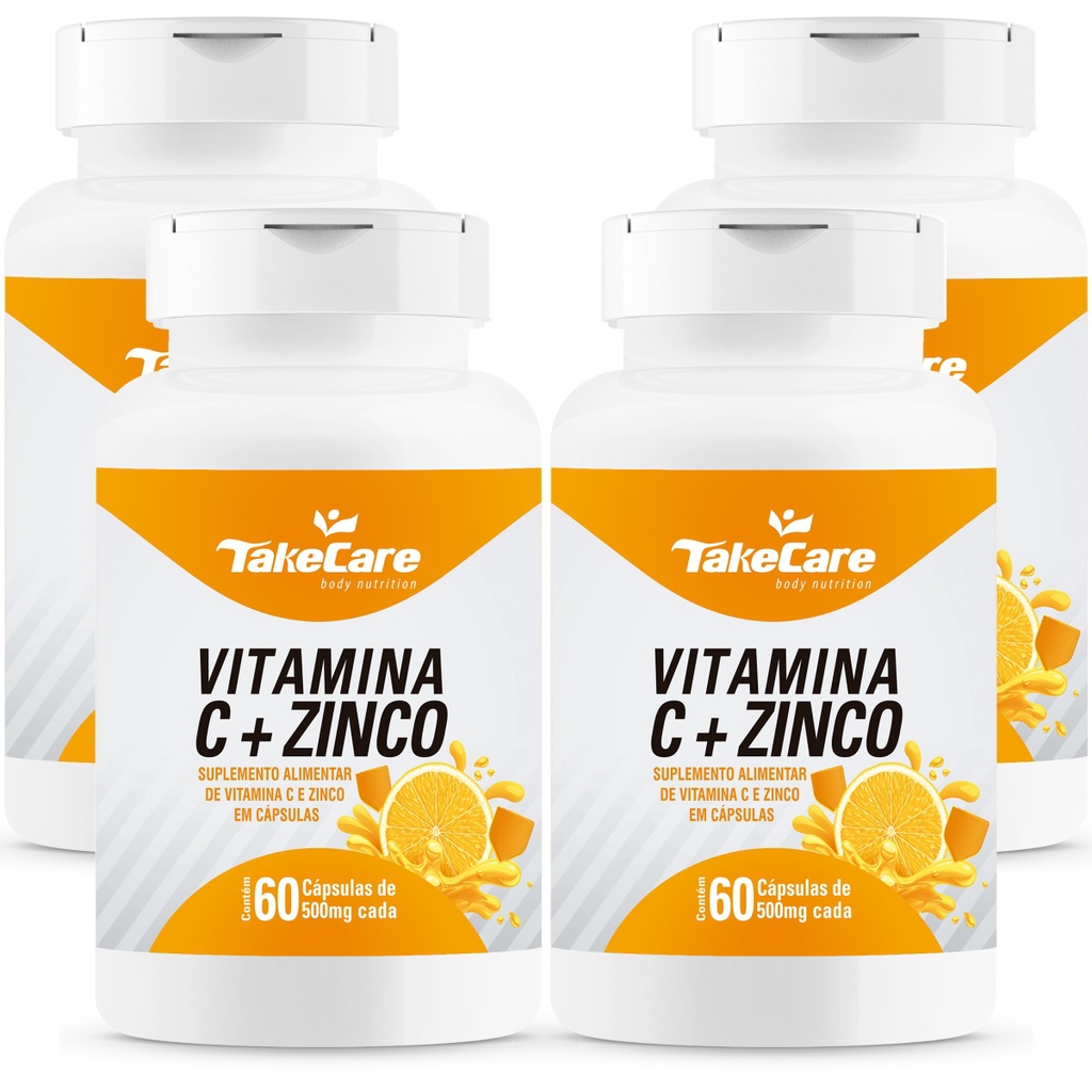 KIT 4 VITAMINA C 400MG COM ZINCO 7MG 60 CAPS CADA TAKE CARE | Shopee Brasil