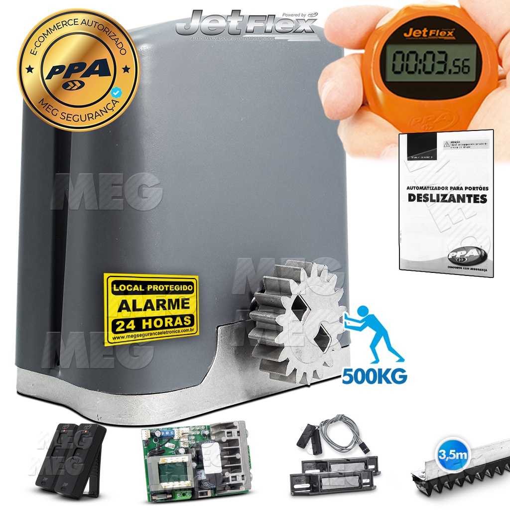 Kit Motor Ppa Dz Rio 1/4 Rápido 3,5m Portão 500kg Jet Flex | Shopee Brasil