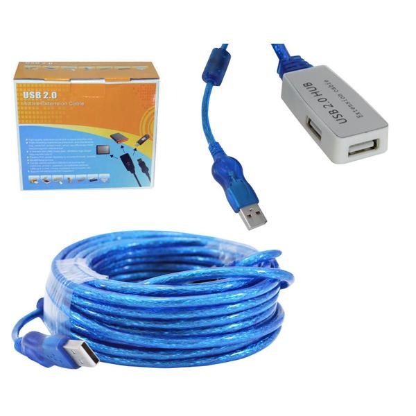 Cabo Extensor USB 2.0 com 15 Metros Amplificador de Sinal Com Ponta Hub ...