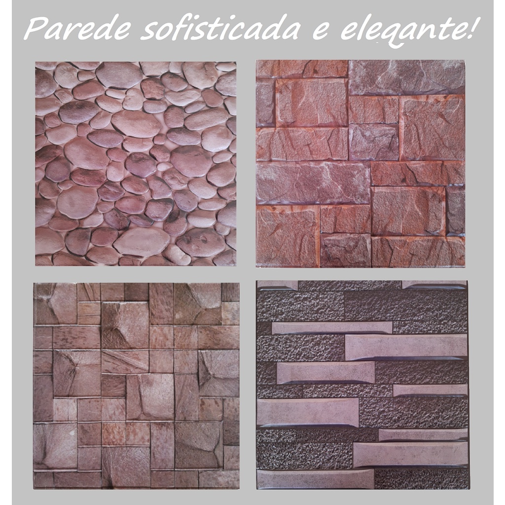 Kit 10 Placas 3d Autoadesiva Decorativas Pvc Parede Tijolo Pedra ...