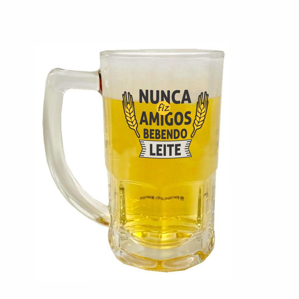 Caneca de Chopp de Vidro Amigo Bebendo Leite (340ml) | Shopee Brasil
