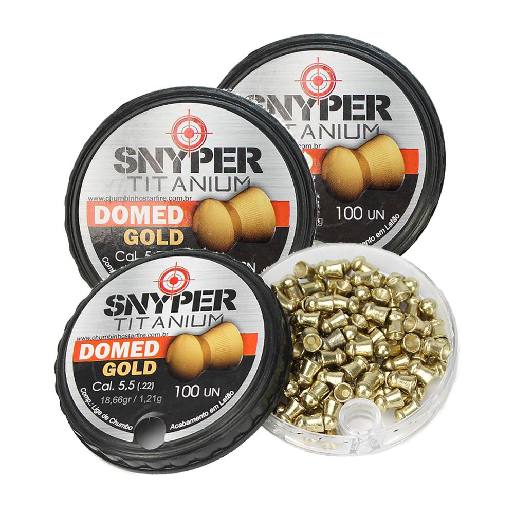 Kit 3 Chumbinho Titanium Domed Gold 5.5mm - Snyper | Shopee Brasil