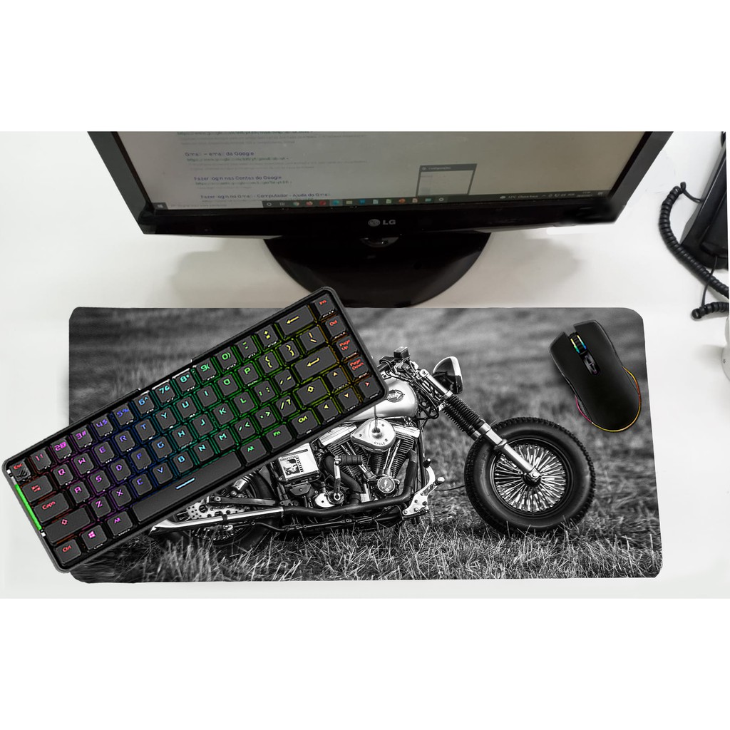 Mouse Pad Gamer Desk Pad Grande 30x70cm - Linha Carros/Motos harley ...