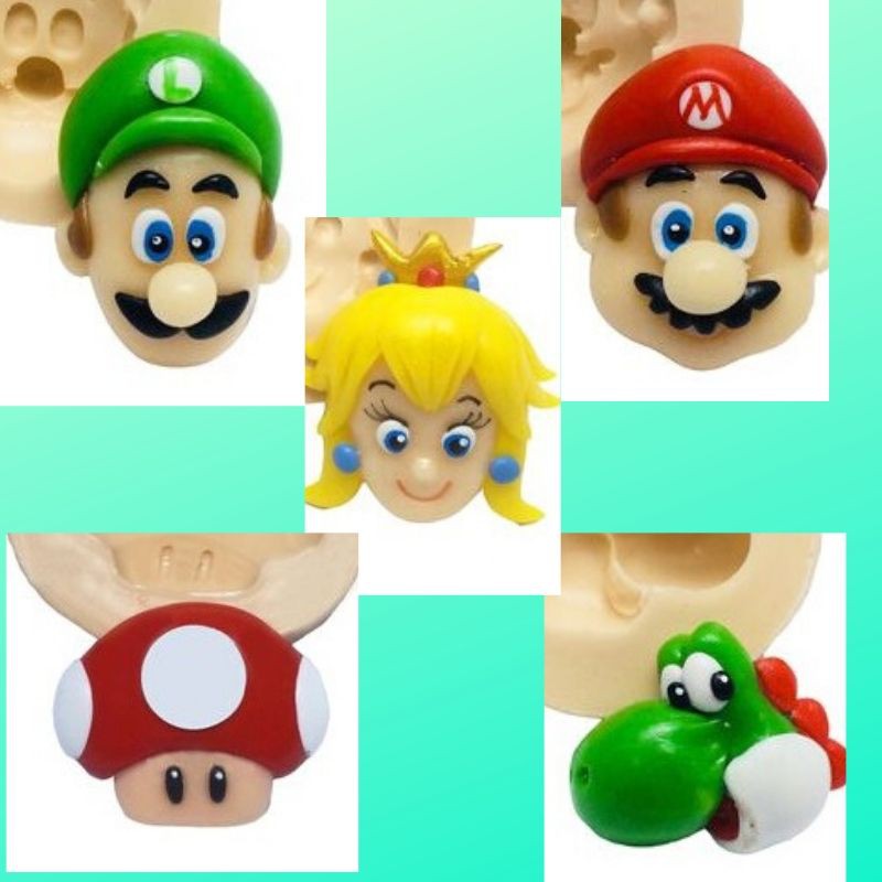 Molde De Silicone Kit Super Mario Com 5 Moldes Para Decorar F389 ...