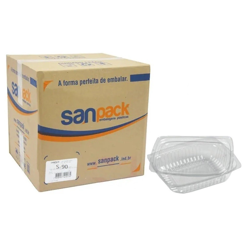 Embalagem Retangular C/tampa 500ml Sanpack S-90 (1cx C/200) | Shopee Brasil