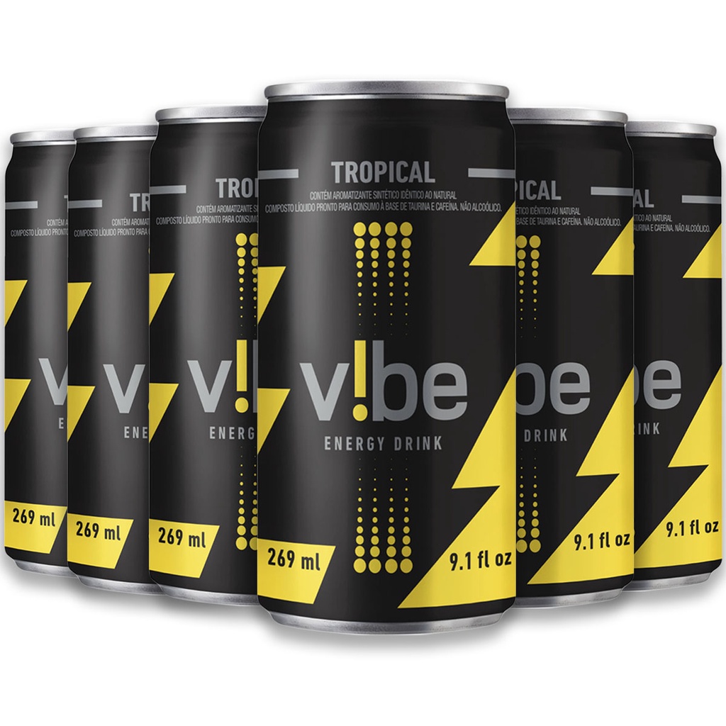 Kit 6 Energéticos Vibe Energy Drink Tropical 269ml | Shopee Brasil