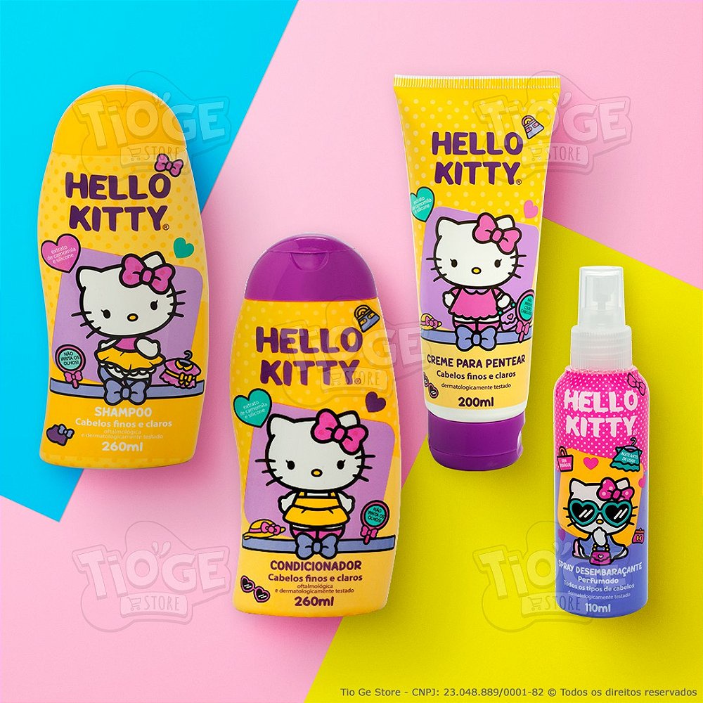 Kit Hello Kitty Infantil Cabelos Finos e Claros Shampoo + Condicionador ...