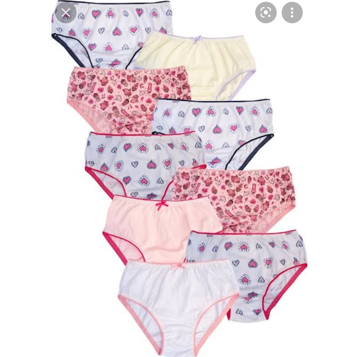 Kit 10 calcinhas em algodão infantil, com estampas sortidas | Shopee Brasil