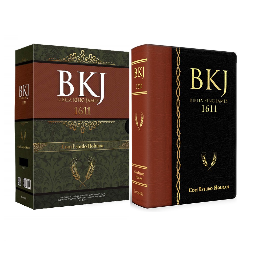 Bíblia King James - BKJ 1611 Estudos Holman - Marrom com Preta - Luxo / Editora Bv Books ...
