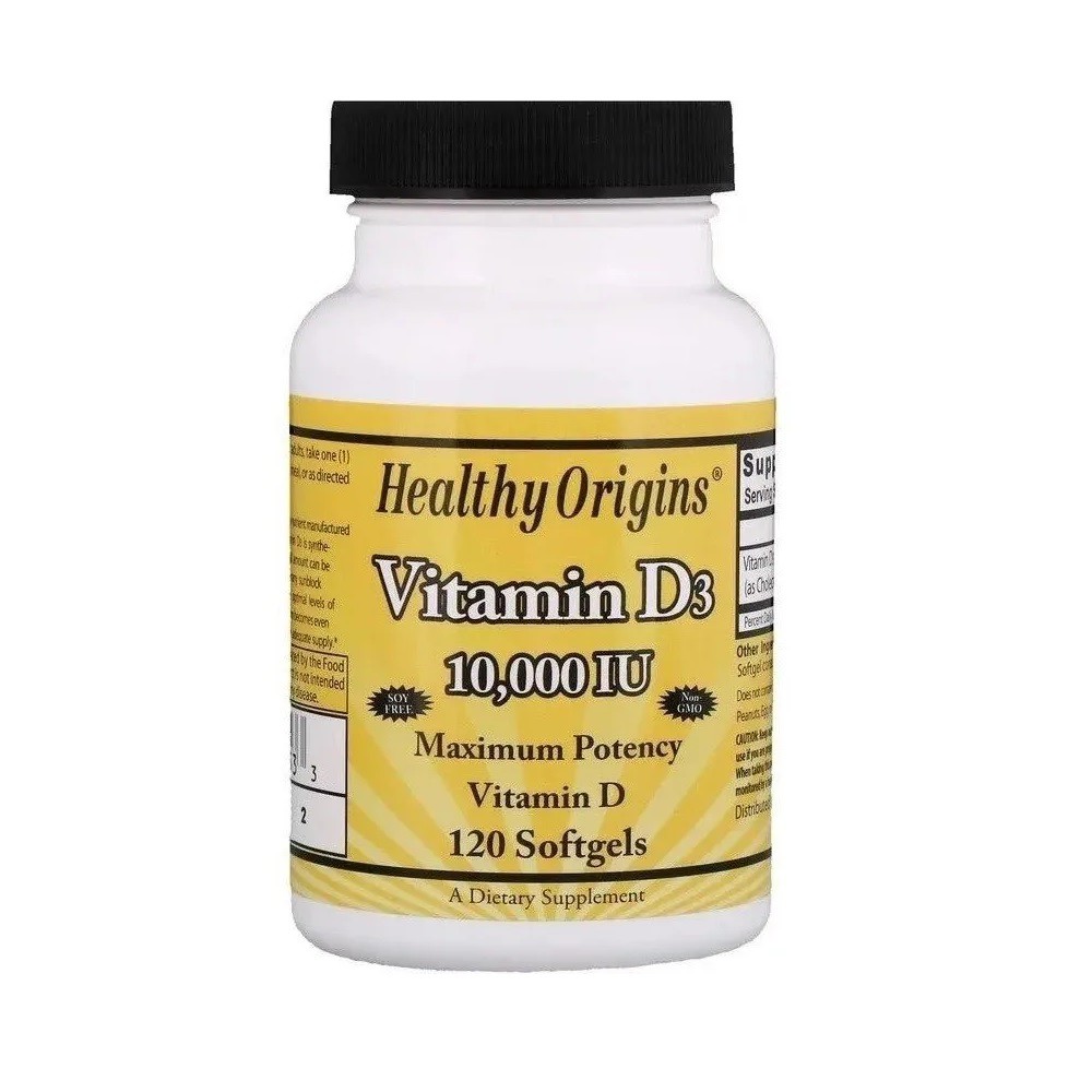 Vitamina D3 10.000 Iu 120 Softgels Healthy Origins | Shopee Brasil