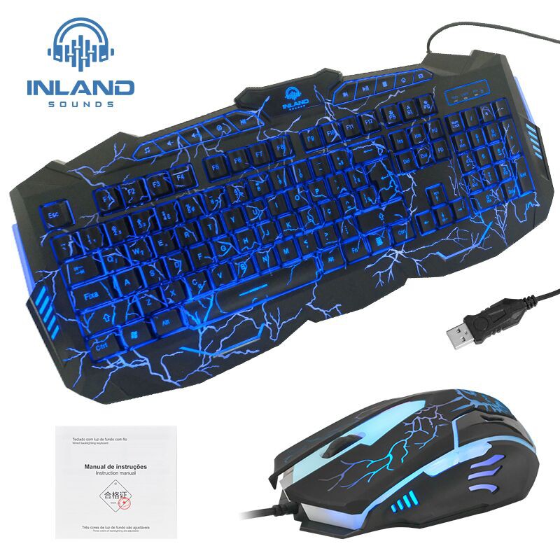 Teclado Mouse Gamer Rgb Backlight Inland Player Pc Kit Usb Keyboard ...