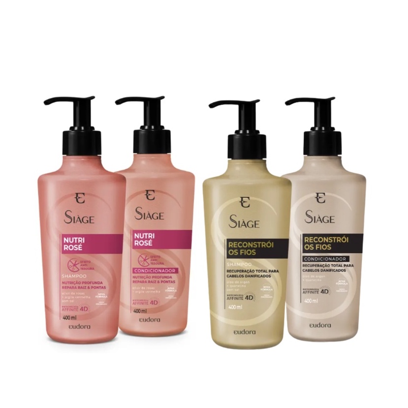 Eudora Combo Siàge Reconstrói os Fios e Nutri Rosé: Shampoo 400ml ...