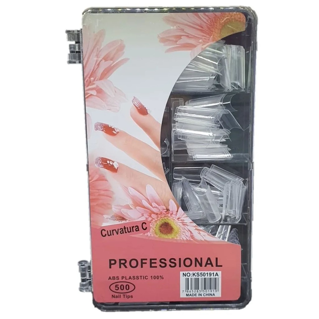 1000 Unhas Tips Curvatura C Acrigel Natural Transparente Alongamento ...