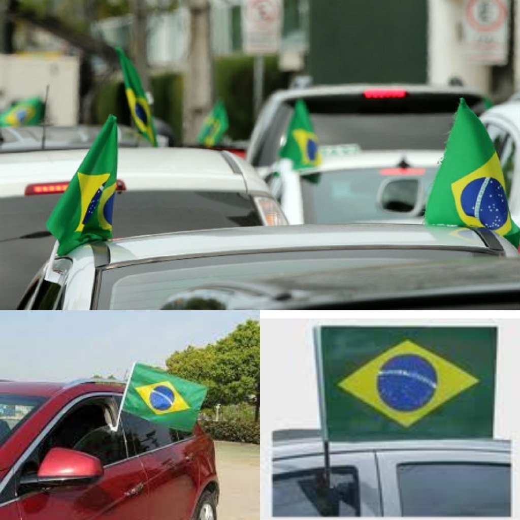 Bandeira Do Brasil Pequena De Tecido Poliester Com Suporte | Shopee Brasil