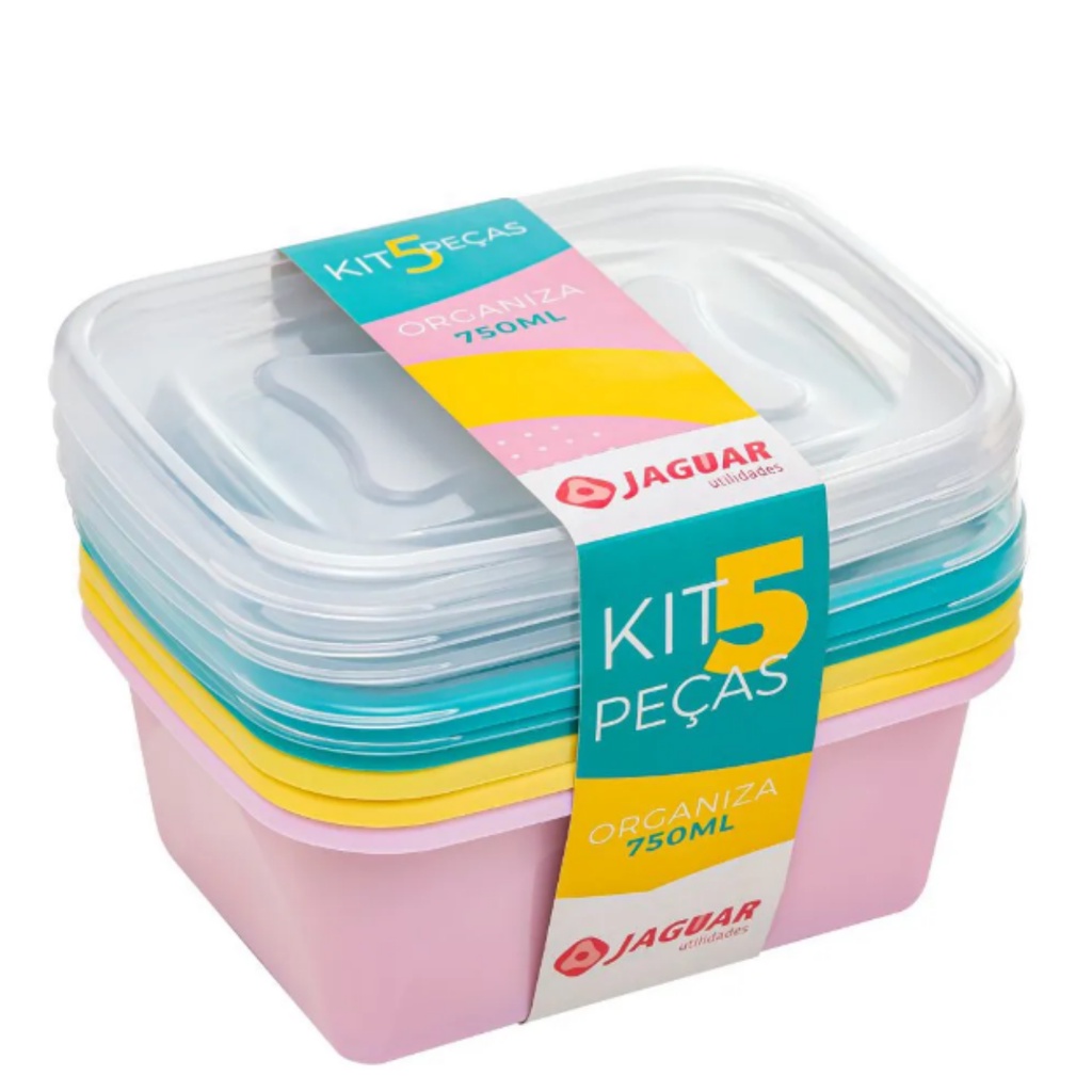 Kit Conjunto 5 Potes Plástico Vasilha Pote Tupperware Tapuer Tapouer ...