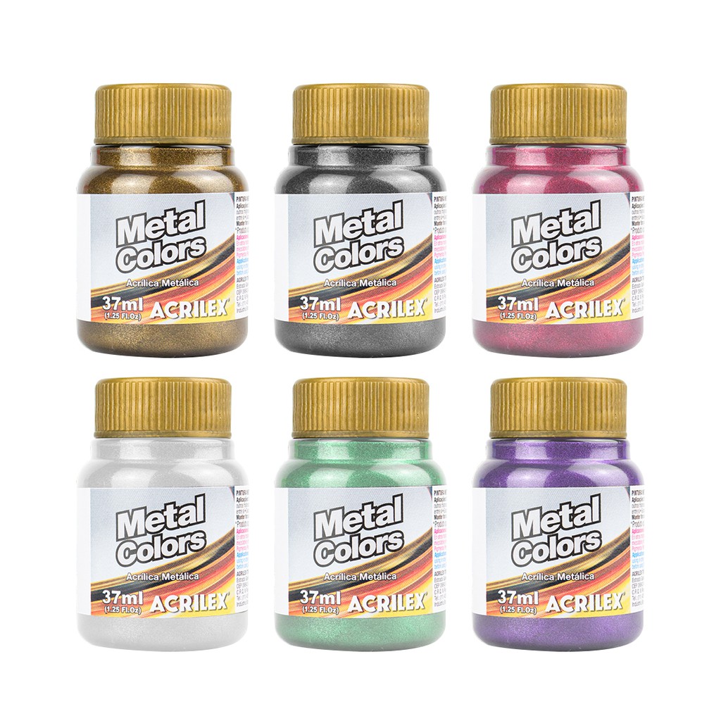 Tinta Metal Colors Acrilex 37ml - Escolha a cor | Shopee Brasil