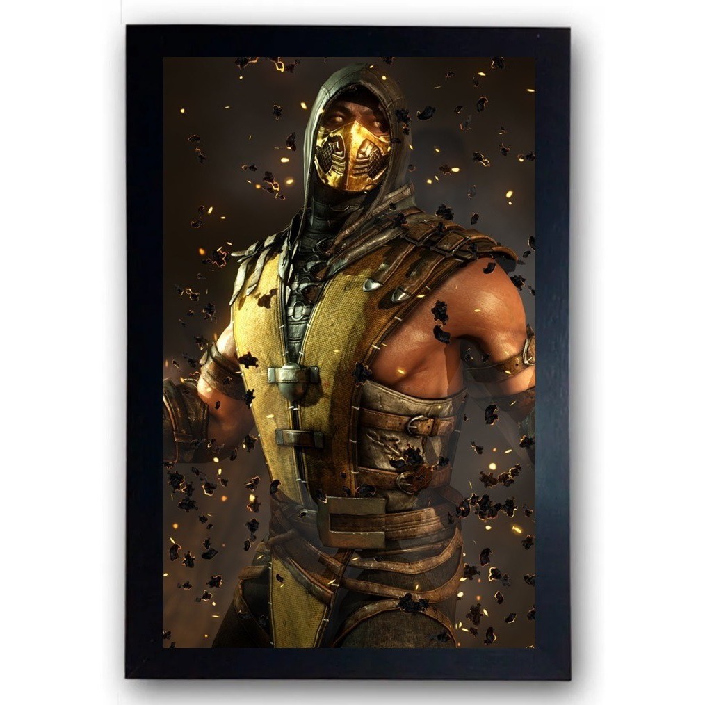 Quadro Game Mortal Kombat Scorpion 32x44cm moldura grande | Shopee Brasil