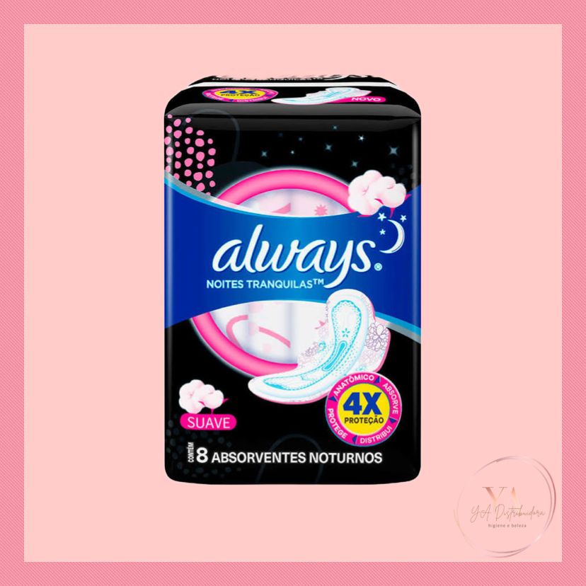 Absorvente Always Noites Tranquilas Suave com Abas - 8 Unidades ...
