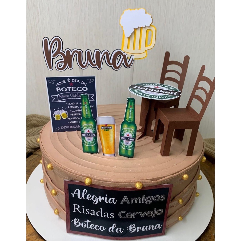 TOPO DE BOLO BOTECO MESA DE BOTECO TOPPER PERSONALIZADO 3D FESTA BOTECO BUTECO | Shopee Brasil