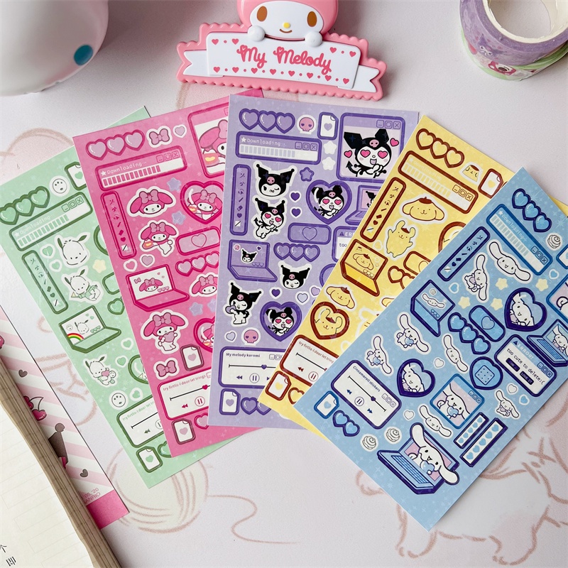 6folhass/Set Sanrio Cute Kuromi Canela Hello Kitty Adesivo Laser ...