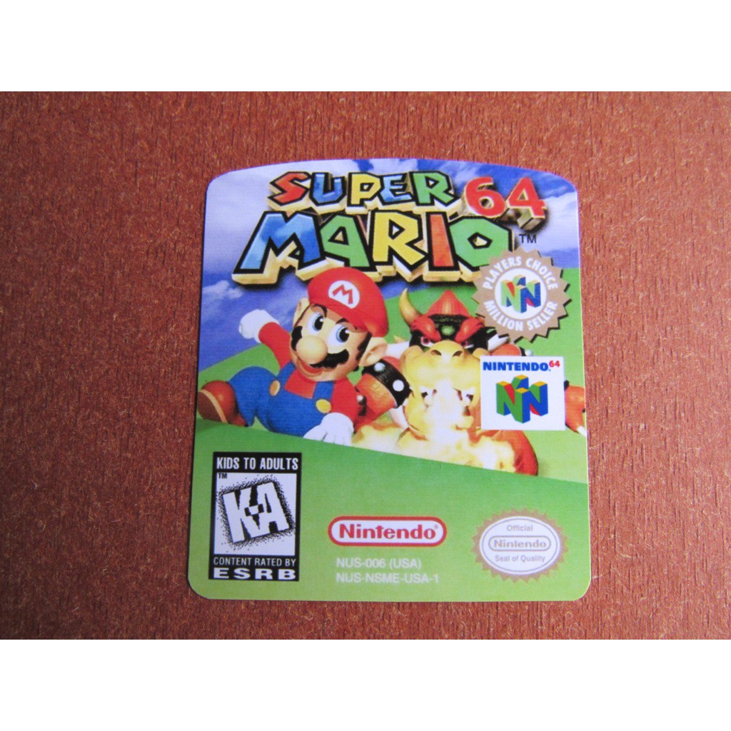 Label (Etiqueta) adesiva para cartucho de Nintendo 64 - Super Mario 64 ...
