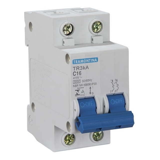Disjuntor Bifasico Din Tr3Ka 2P 16A Curva C Tramontina | Shopee Brasil