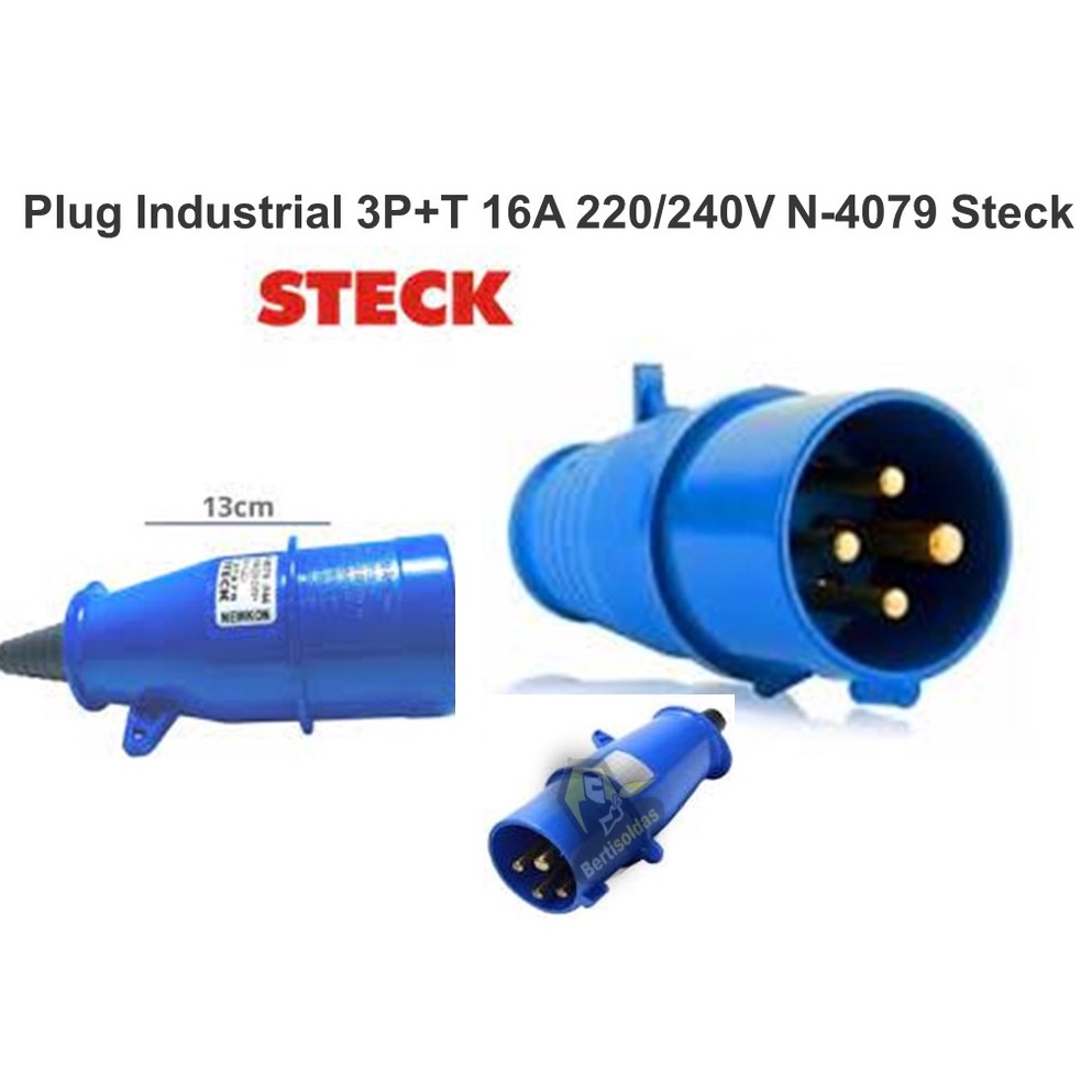 Plug Industrial Macho 3p+t 16a 220/240v steck | Shopee Brasil